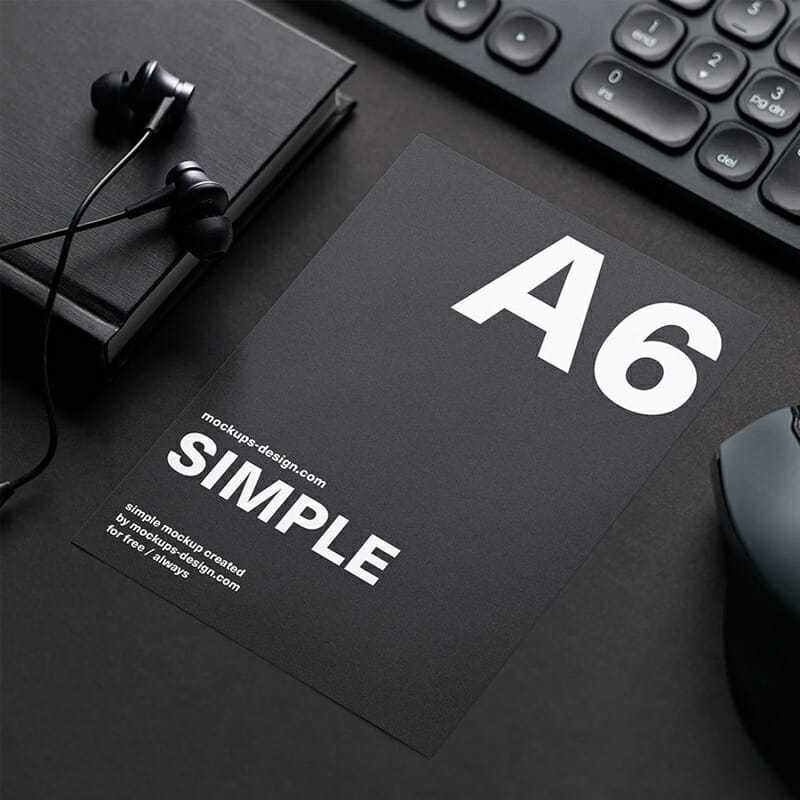 Free A6 Flyer On The Black Background Mockup PSD » CSS Author