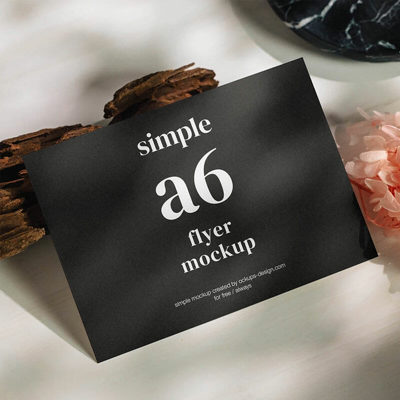 Free A6 Flyer On White Planks Mockup PSD » CSS Author