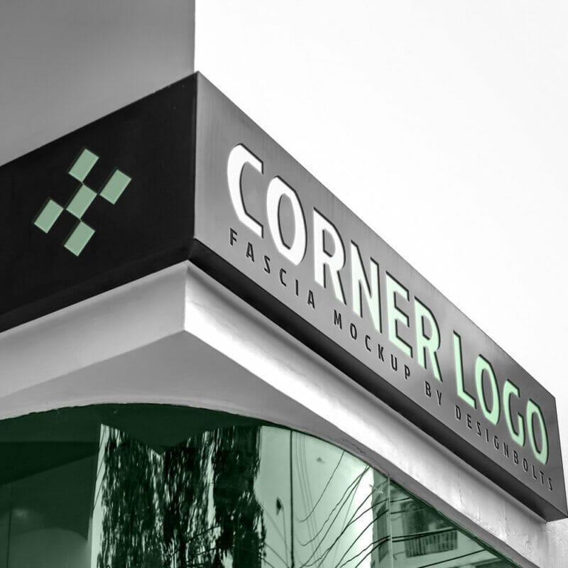 Free Corner Fascia Logo Mockup PSD » CSS Author