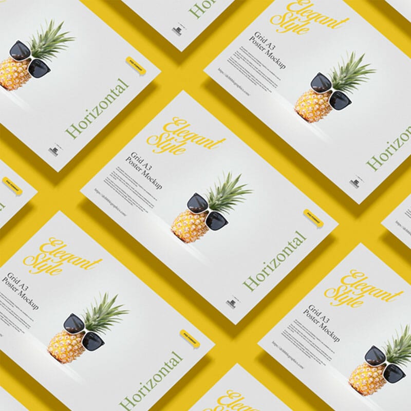 Free Grid A3 Horizontal Poster Mockup PSD » CSS Author