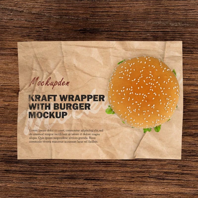 Free Kraft Wrapper With Burger Mockup PSD Template » CSS Author