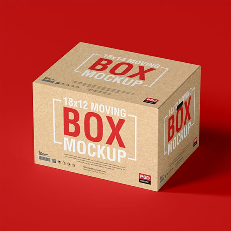 Free 18x14x12 Moving Box Mockup PSD » CSS Author