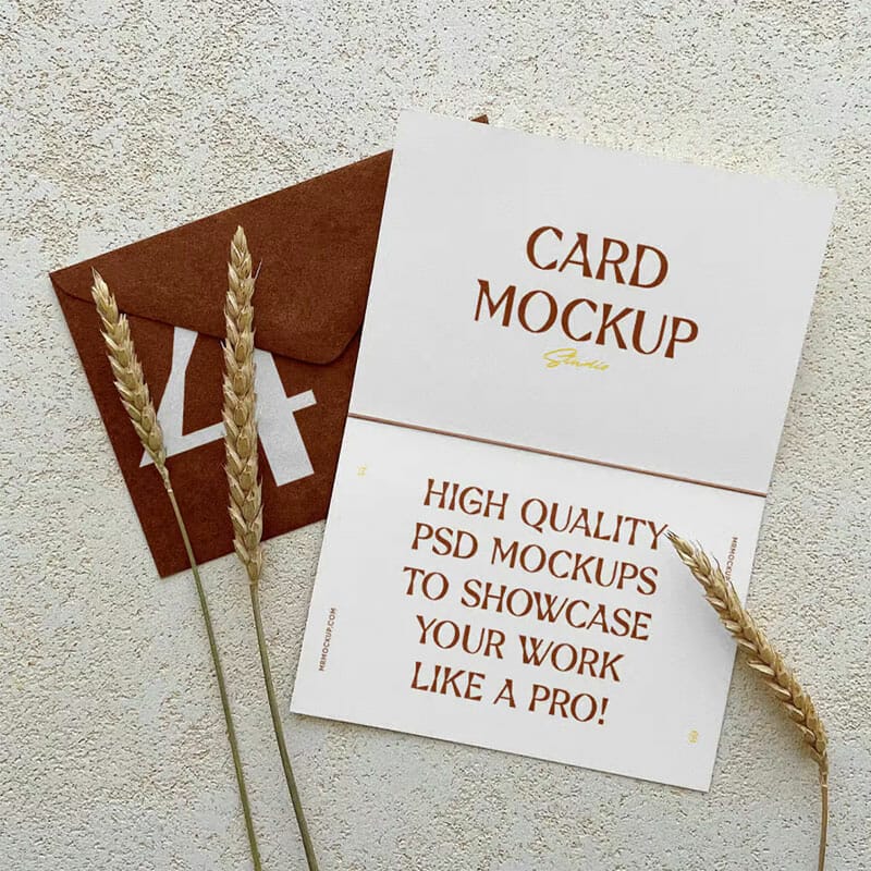 Free Open Card With Envelope Mockup PSD » CSS Author