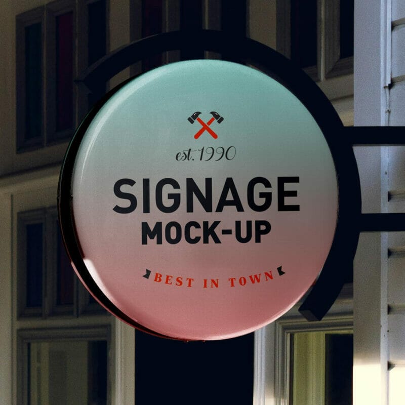Free Round Signage Mockup PSD » CSS Author