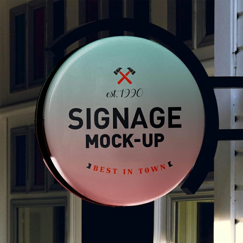 Free Round Signage Mockup PSD » CSS Author