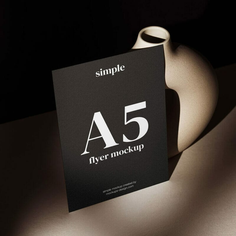 A5 Flyer On Dark Background Mockup PSD » CSS Author