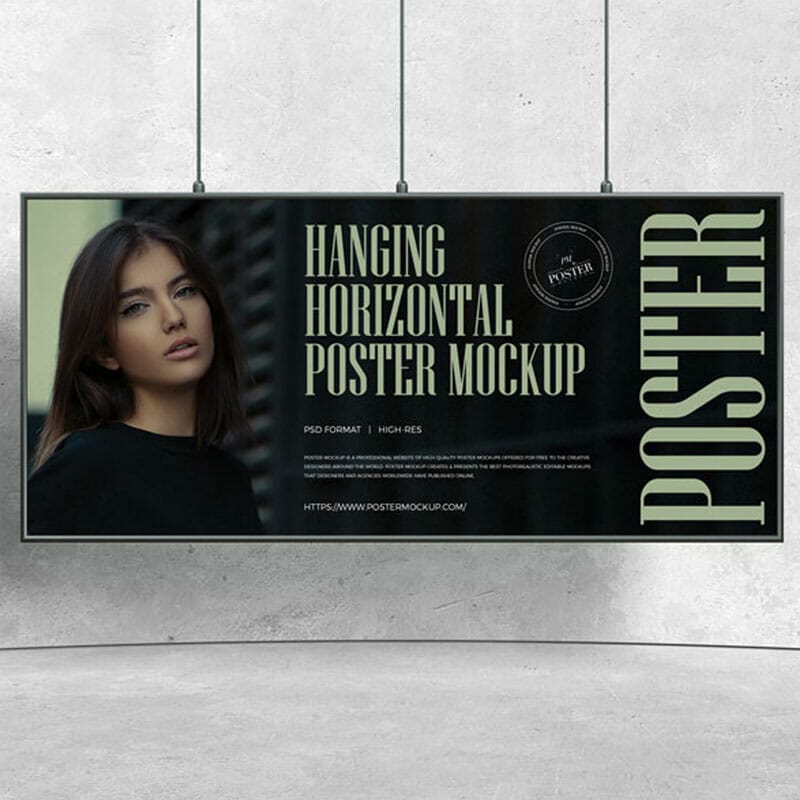 Free Hanging Horizontal Poster Mockup PSD » CSS Author