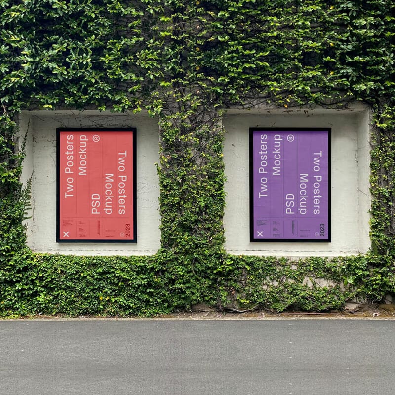 Free Two Posters On Wall Mockup PSD » CSS Author