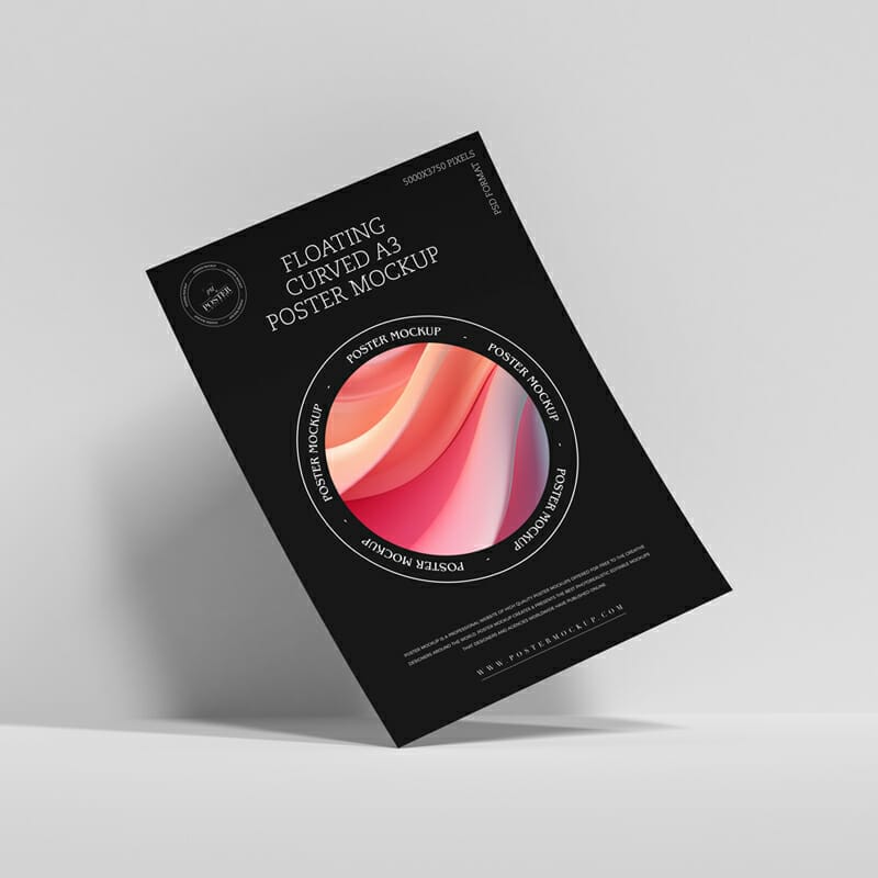 Free Floating Curved A3 Poster Mockup PSD » CSS Author