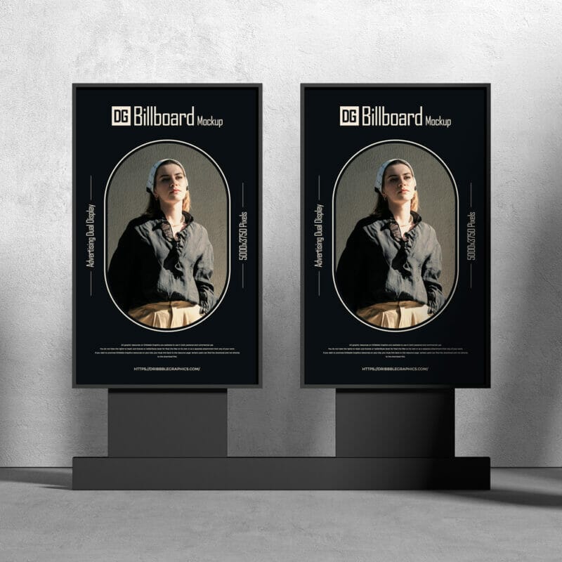 Free Advertising Dual Display Billboard Mockup PSD