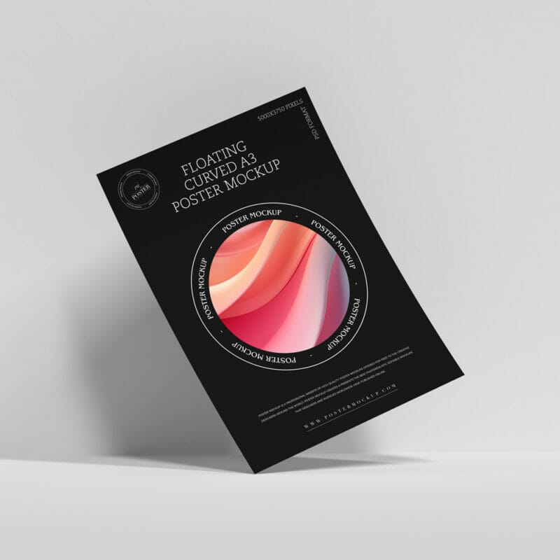 Free Floating Curved A3 Poster Mockup PSD » CSS Author