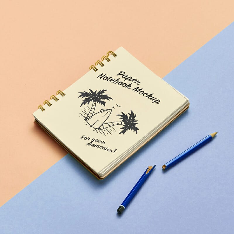 Free Lying Paper Notebook Mockup PSD » CSS Author