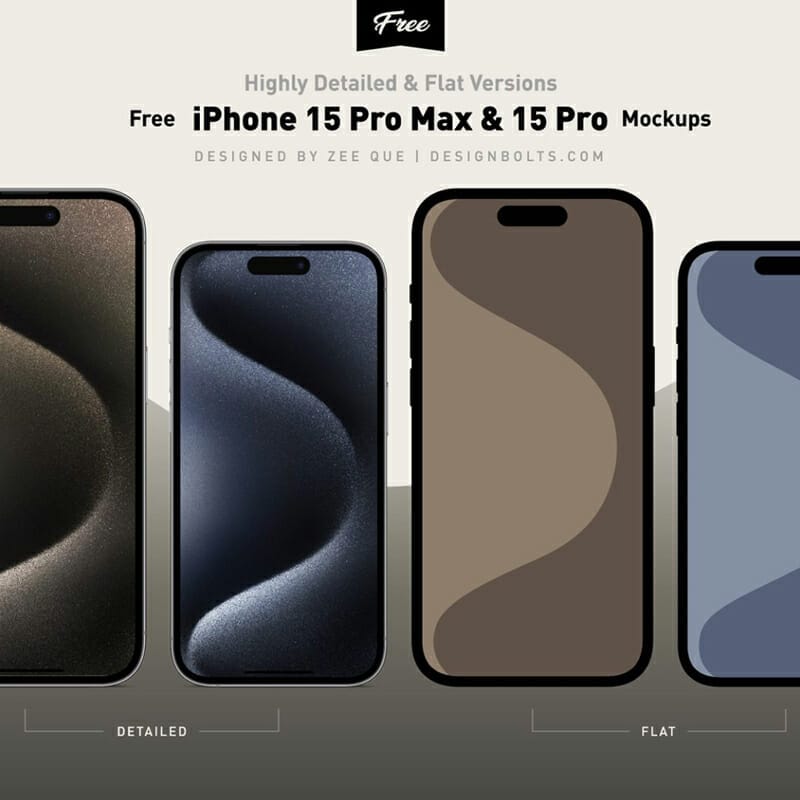 Free IPhone 15 Pro Max / 15 Pro Mockups PSD