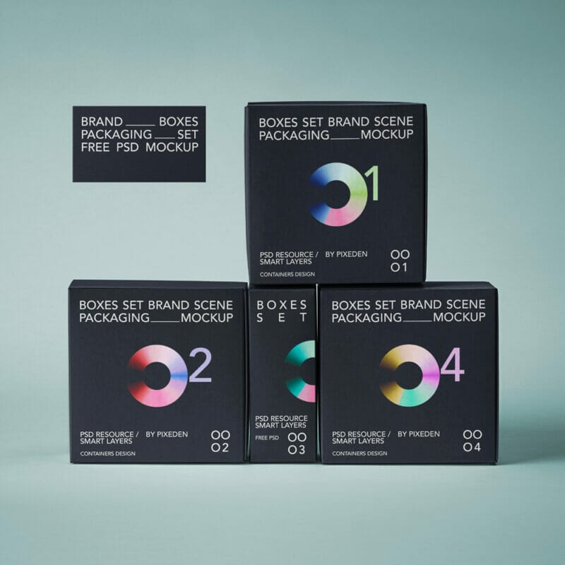 Boxes Branding Packaging Mockup PSD