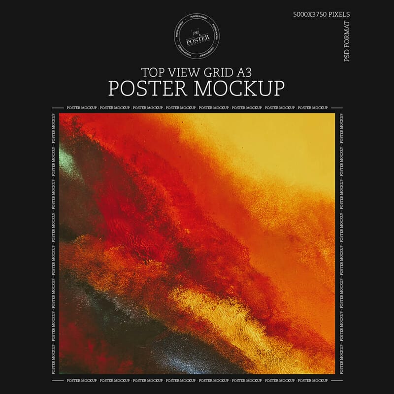 Brand Identity Top View Grid A3 Poster Mockup PSD