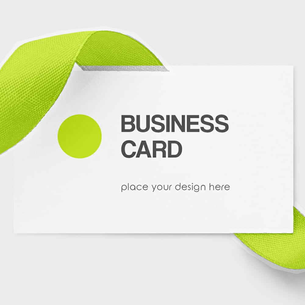 Business Card With Ribbon Mockup PSD