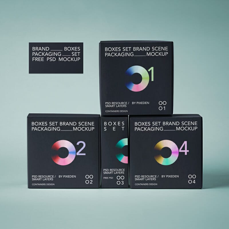 Boxes Branding Packaging Mockup PSD