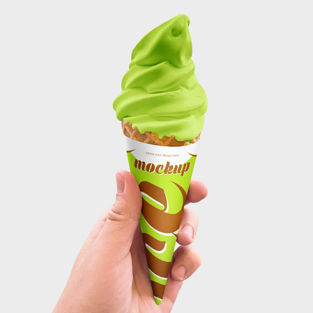 Free Ice Cream Cone Mockup Psd