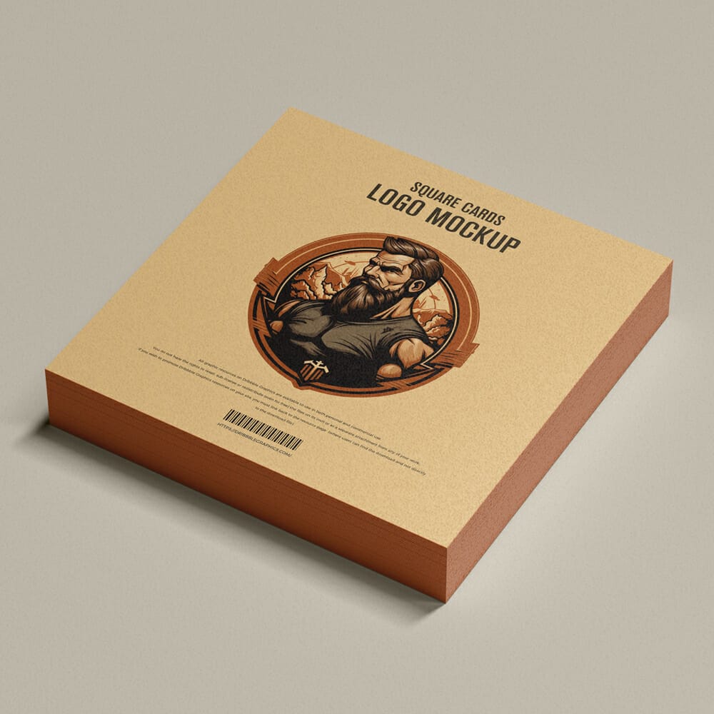 Free Square Cards Logo Mockup PSD