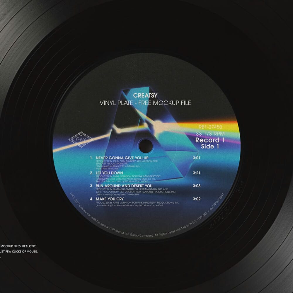 Free Vintage Vinyl Record Mockup PSD