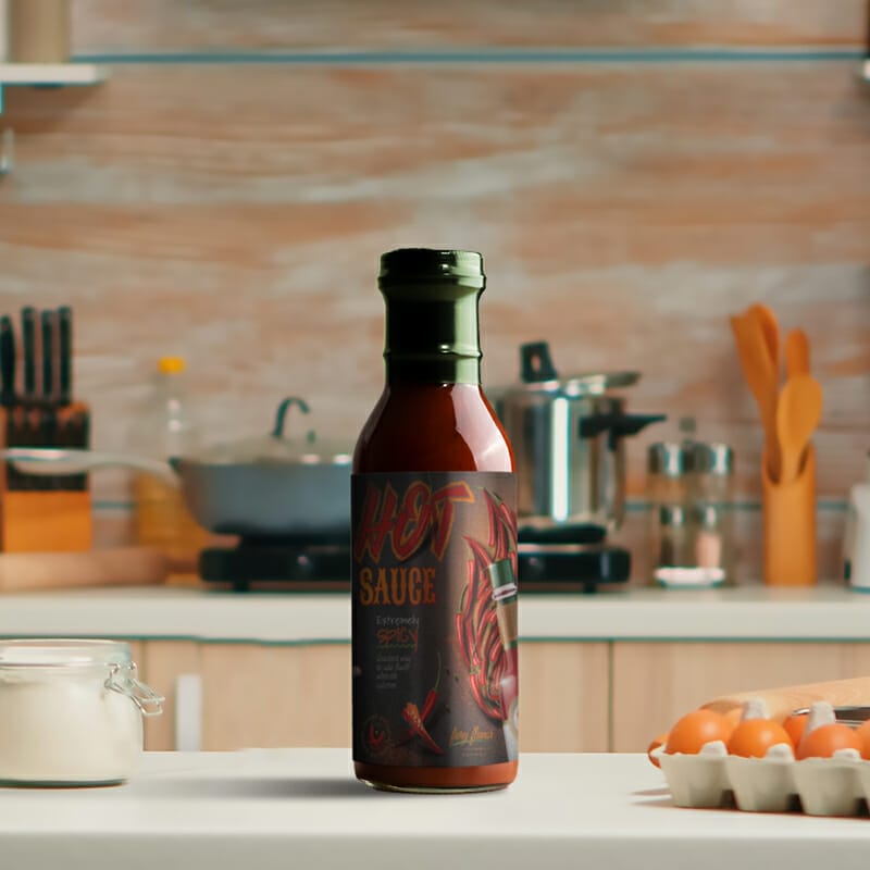 Free Red Hot Sauce Bottle Mockup Template Psd