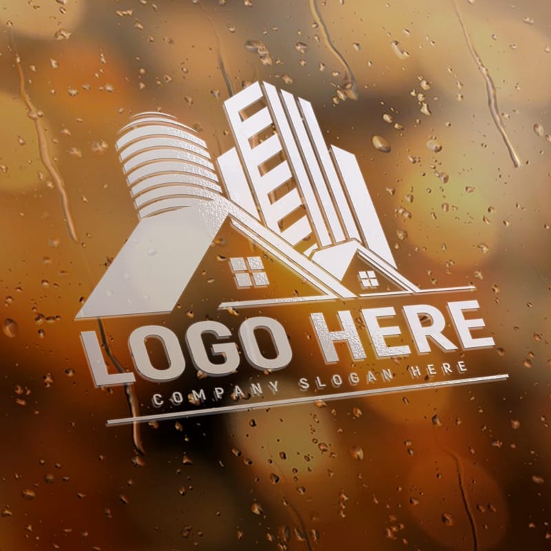 Water Drop Glass Logo Mockup PSD