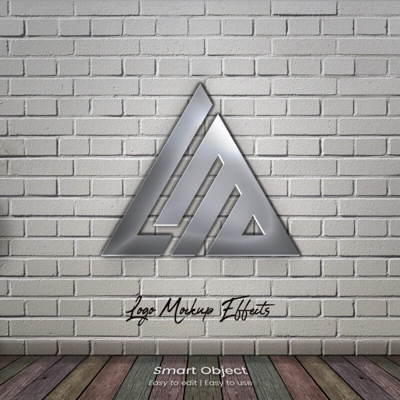 White Brick Wall Logo Mockup PSD