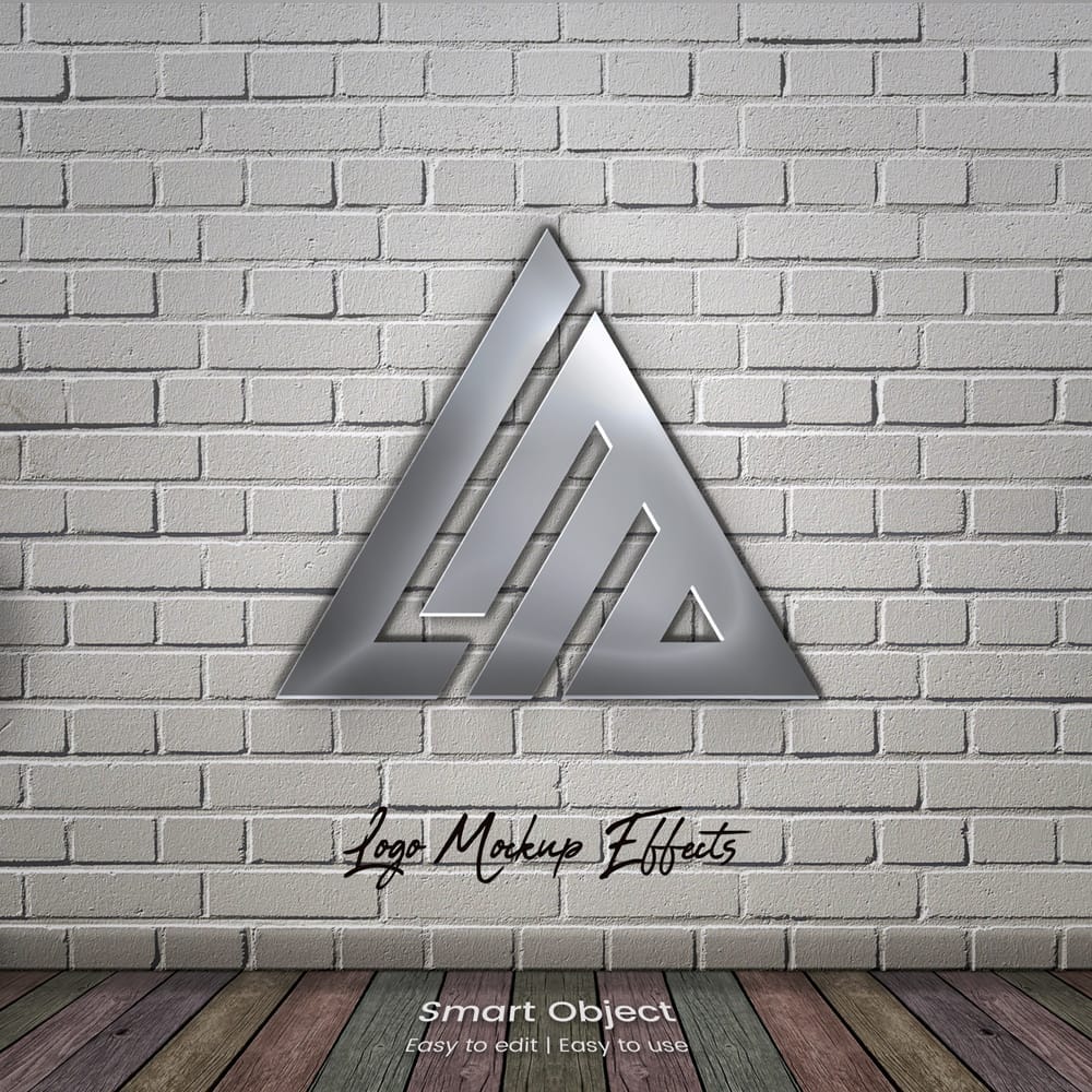 White Brick Wall Logo Mockup PSD