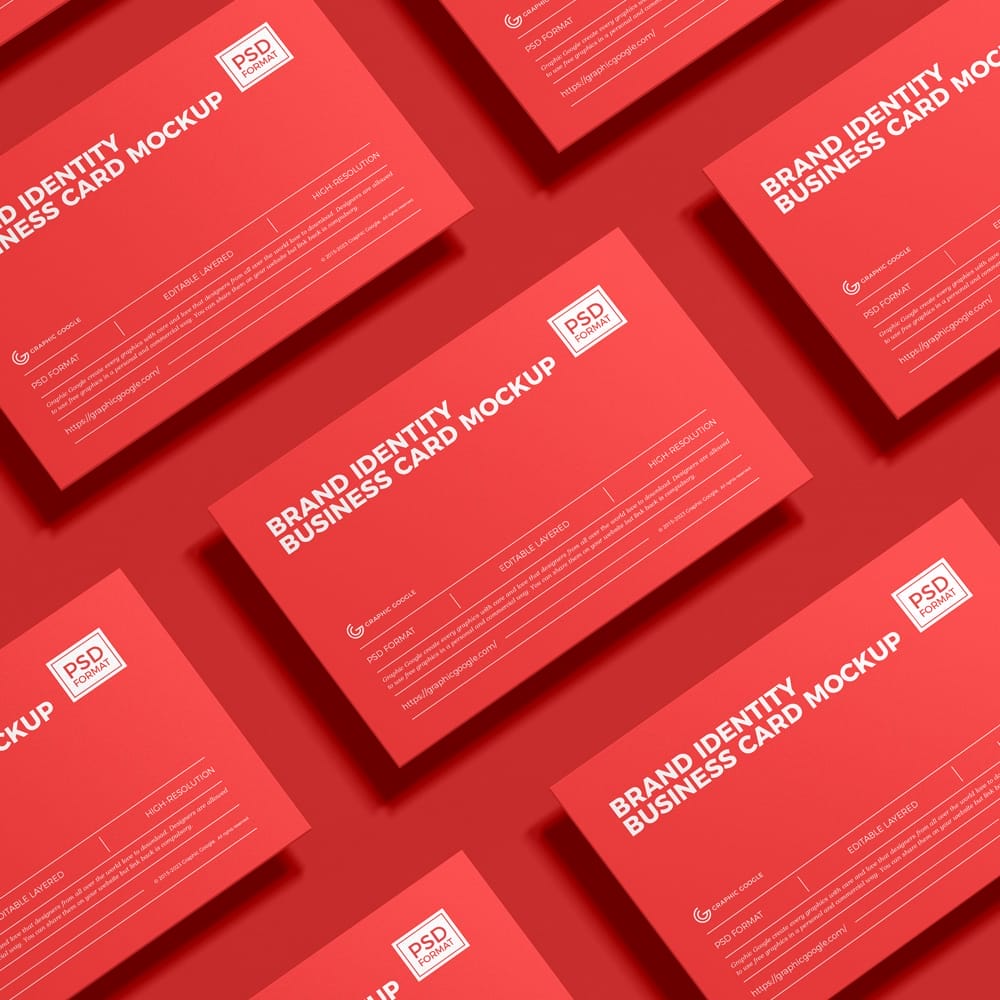 Brand Identity Grid Business Card Mockup PSD