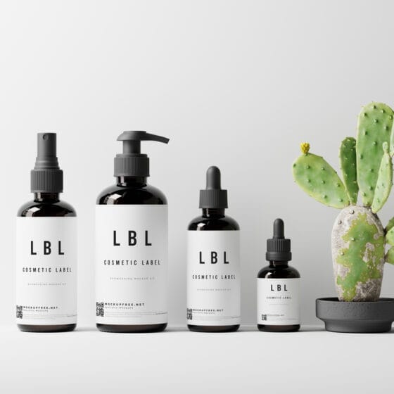 Cosmetic Label Showcasing Mockup Kit PSD