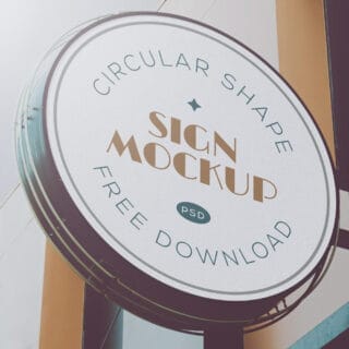 Free Mounted Round Sign Mockup PSD