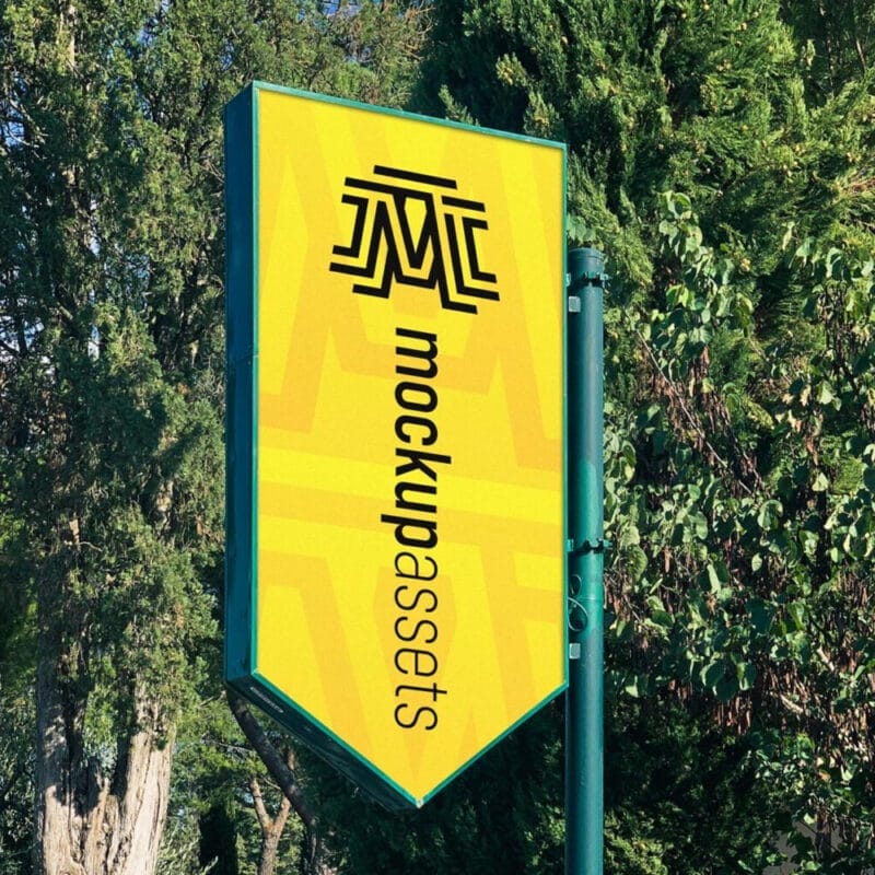 Free Outdoor Vertical Signage Mockup PSD