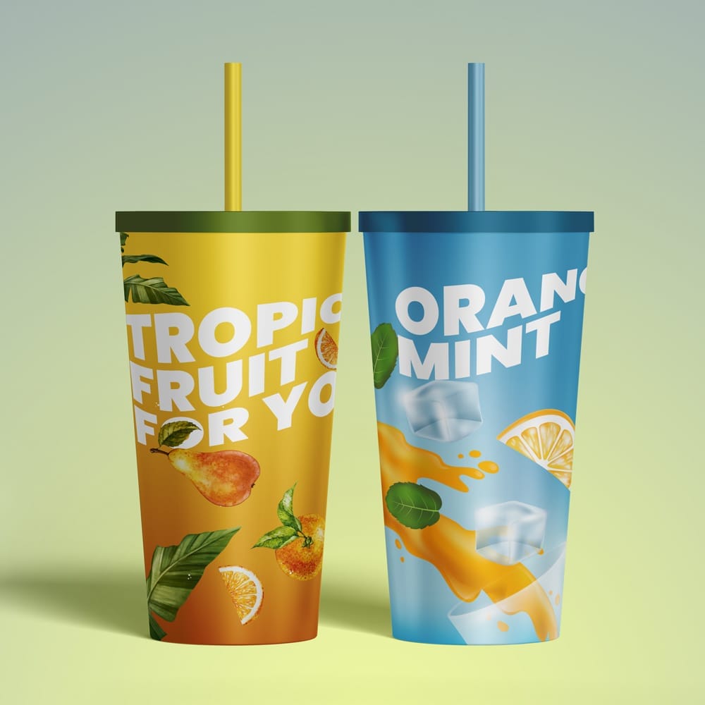 Free Soft Drink Cups Mockup PSD