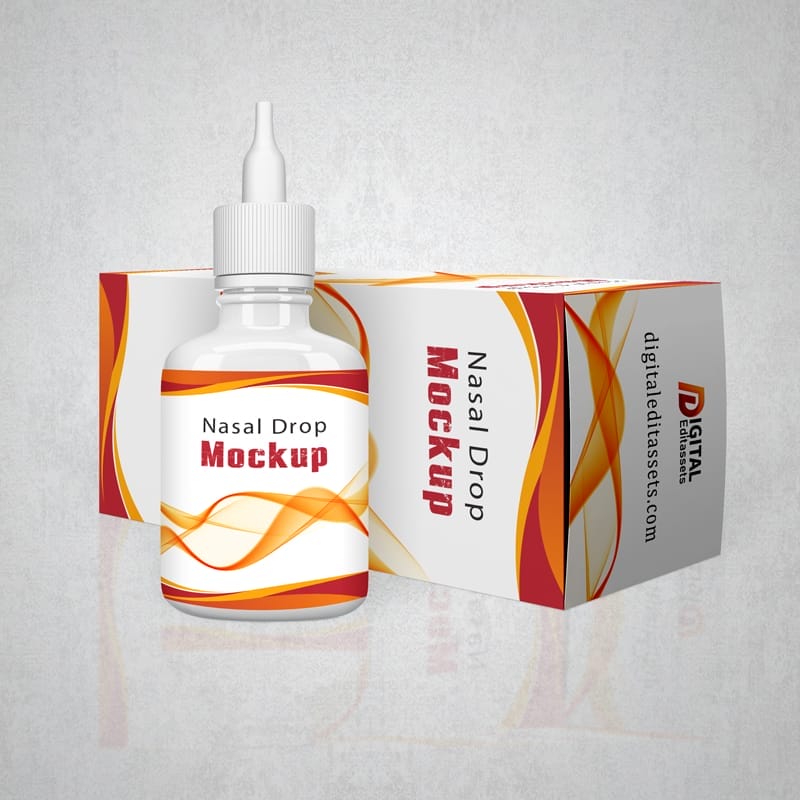 Nasal Drop Box Packaging Mockup PSD