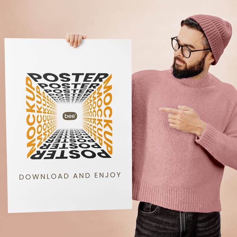 Free Poster In Hand Mockup PSD