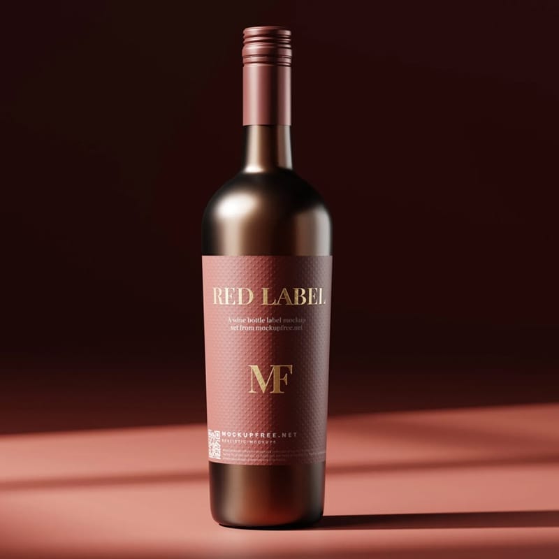 Red Label Wine Bottle Mockups PSD