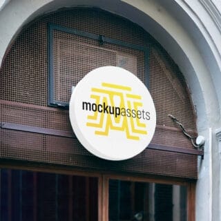 Round Logo Signage Mockup PSD