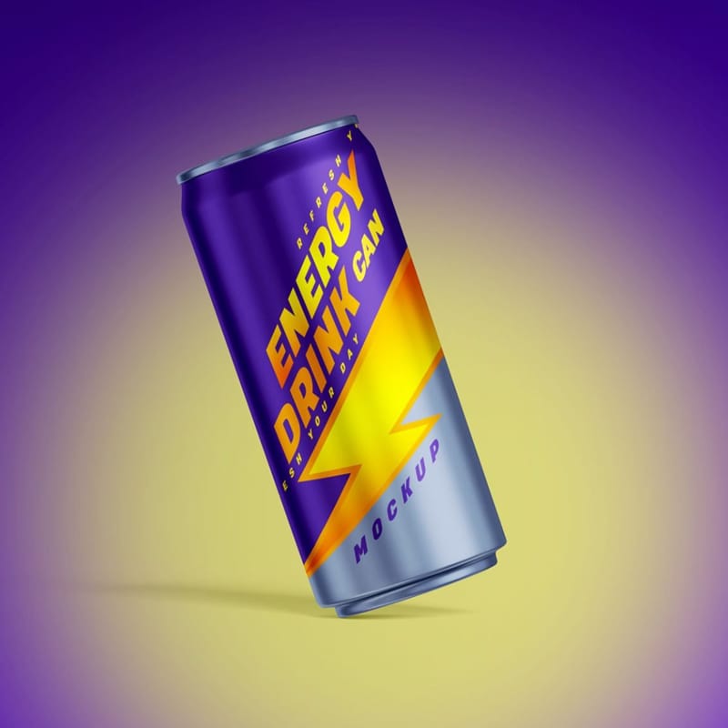 Slanted Soda Can Mockup PSD
