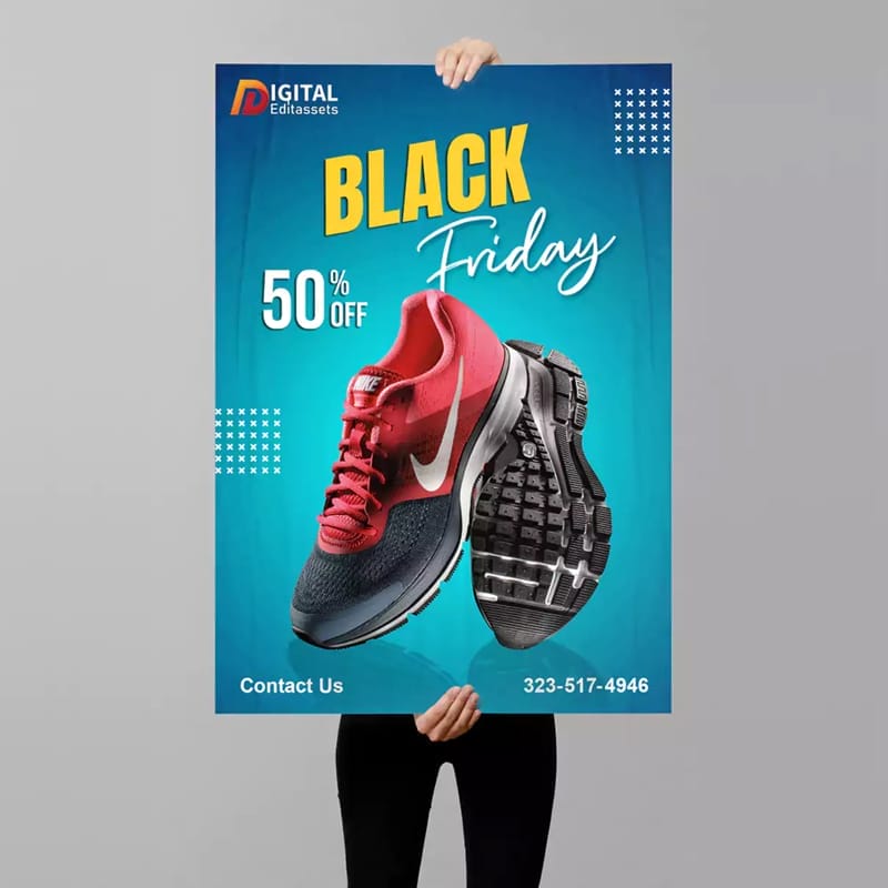 Free Art Showcase Poster Mockup PSD