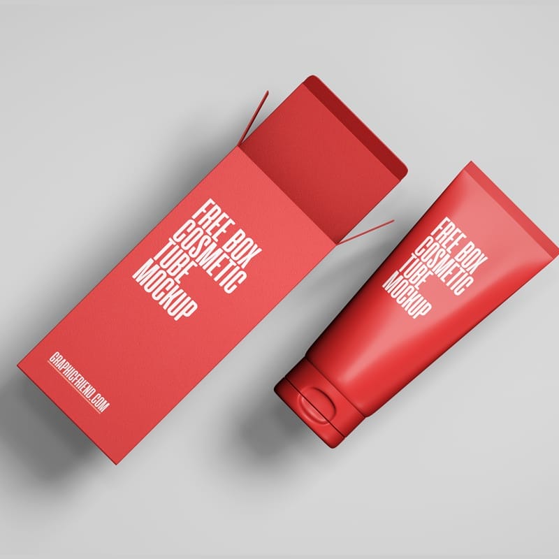 Free Box Cosmetic Tube Mockup Psd