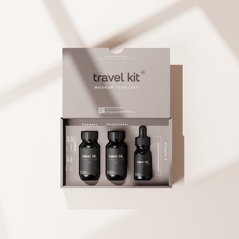Free Cosmetic Travel Kit Mockups PSD