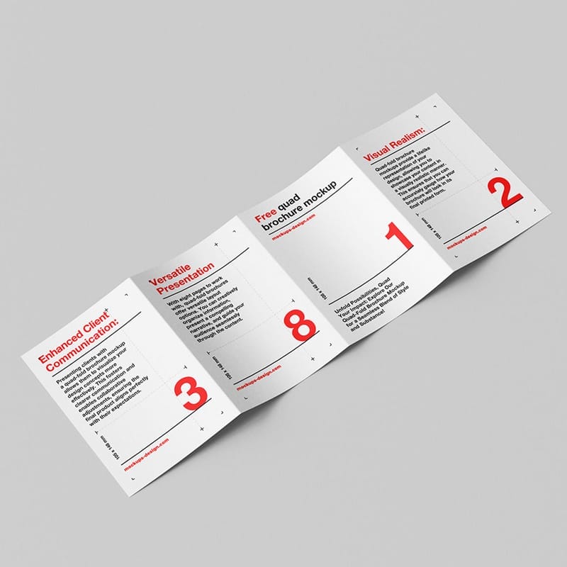 Free Four A5 Fold Flyer Mockup PSD