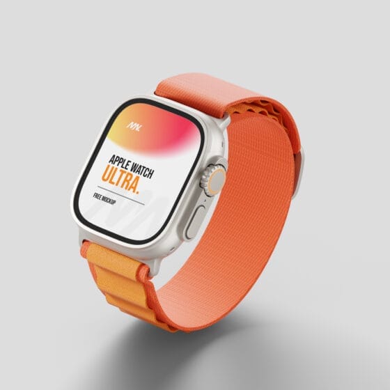 Free Apple Watch Ultra Mockup Design PSD