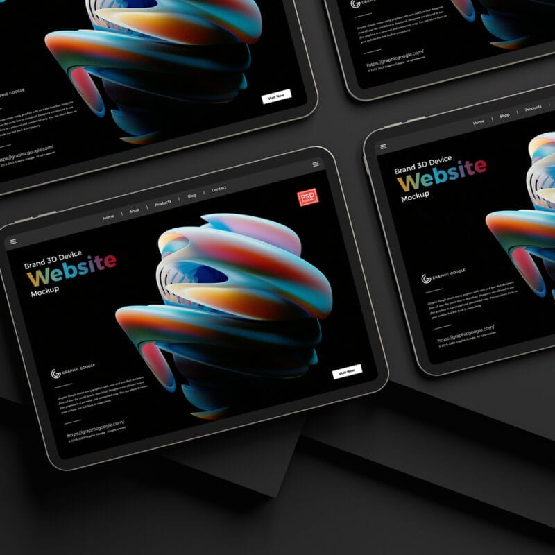 Free Brand 3D Device Website Mockup PSD