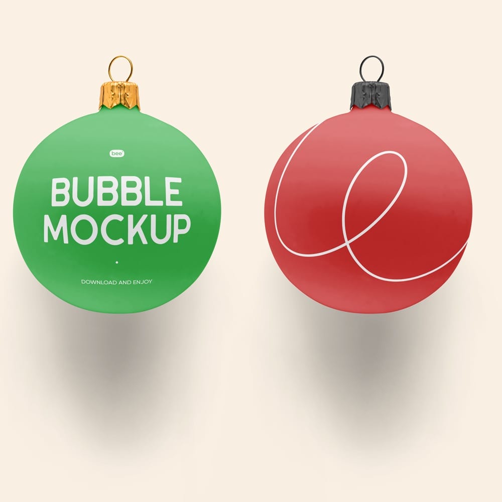 Free Christmas Baubles Mockup PSD