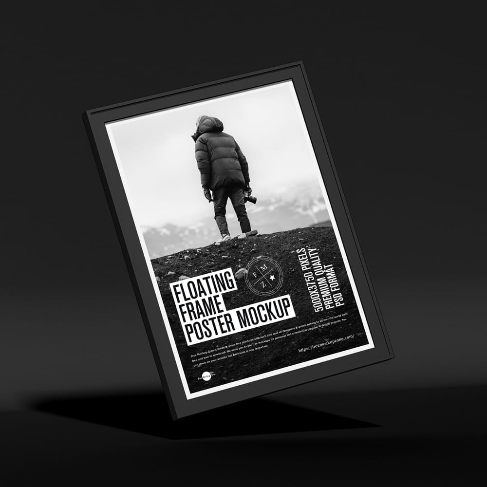 Free Floating Frame Poster Mockup PSD