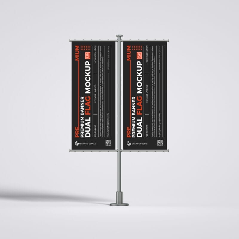 Free Premium Banner Dual Flag Mockup PSD