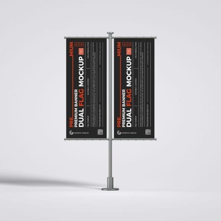 Free Premium Banner Dual Flag Mockup PSD