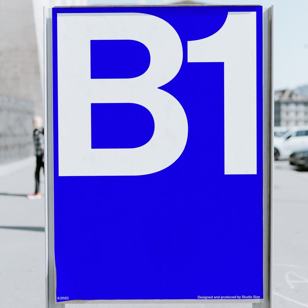 Free Studio Size B1 Poster Mockup PSD