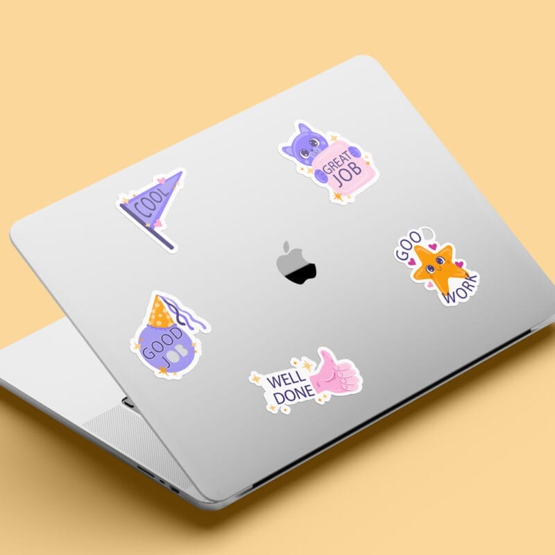Laptop Sticker Mockup PSD